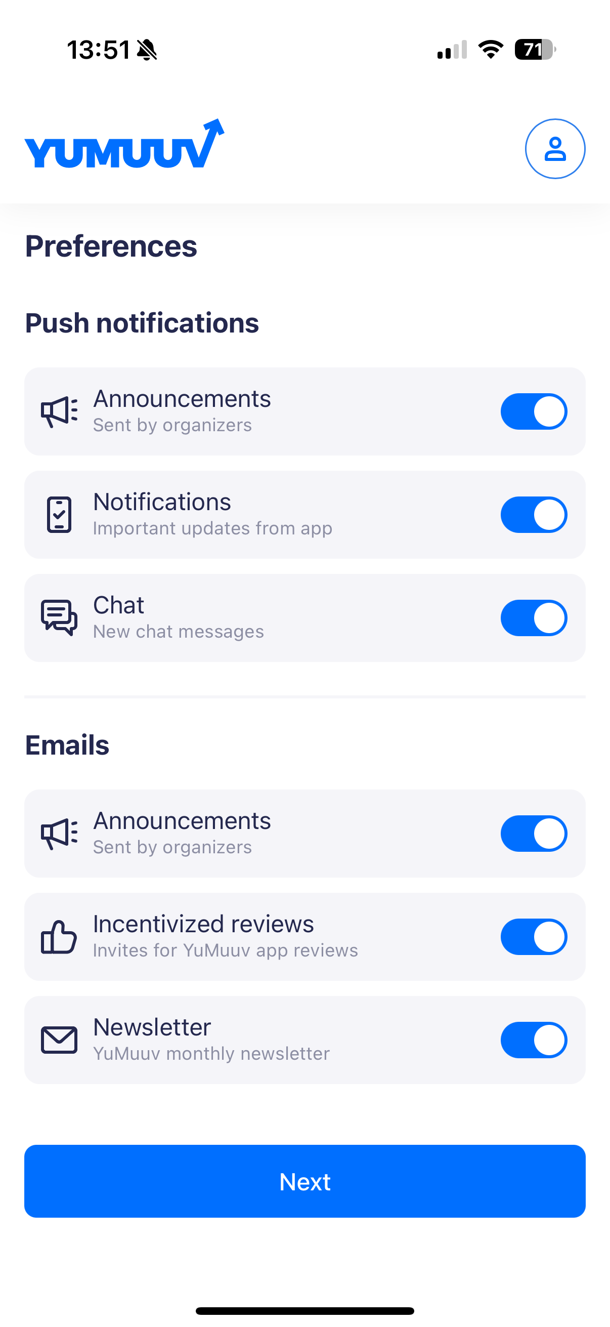 Choose notification preferences | Help center | YuMuuv